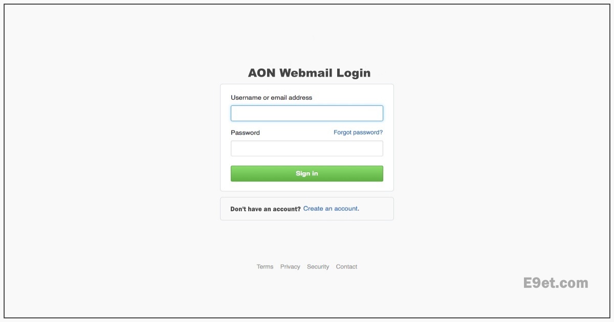 AON Webmail Iniciar sesión, Registrarse, Restablecer contraseña