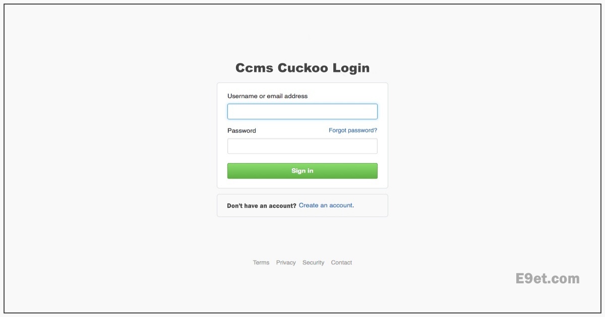 Página de inicio de sesión de Ccms Cuckoo para usuarios